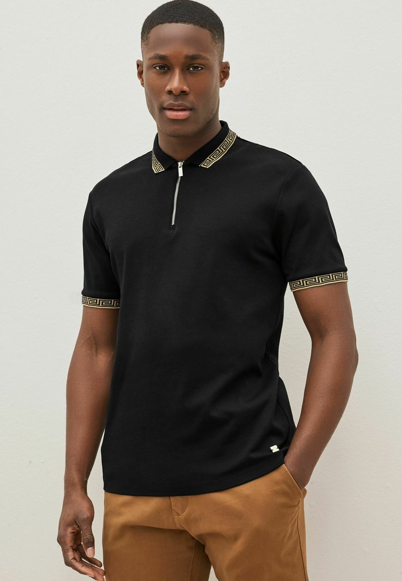 Next TIPPED REGULAR FIT - Poloshirt - black gold collar/zwart - Zalando.nl