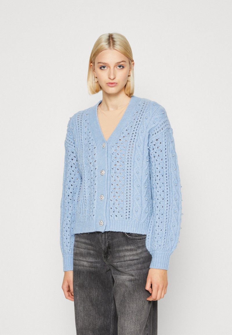 YAS YASBUNELLA PEARL CARDIGAN - Cardigan - brunnera blue/light blue ...
