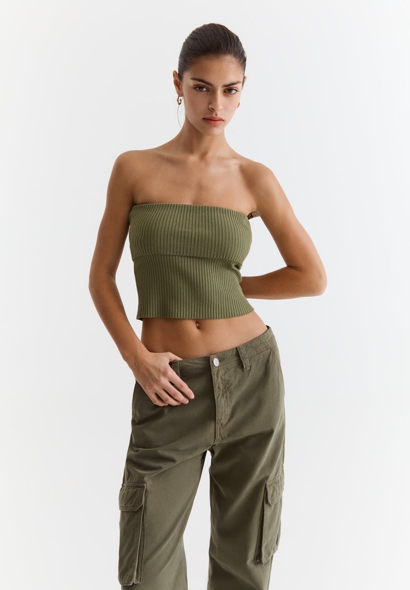 PULL&BEAR TURN-UP HEM - BANDEAU - Top - khaki/kaki - Zalando.ro