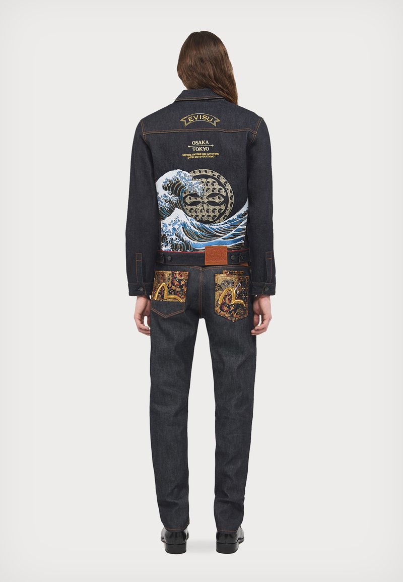 Evisu SEAGULL KANAGAWA WAVES JACKET - Denim jacket - raw grey denim ...