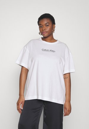 Calvin Klein Jeans Plus MONOLOGO V NECK TEE - T-shirt basique - bright white/blanc - ZALANDO.FR