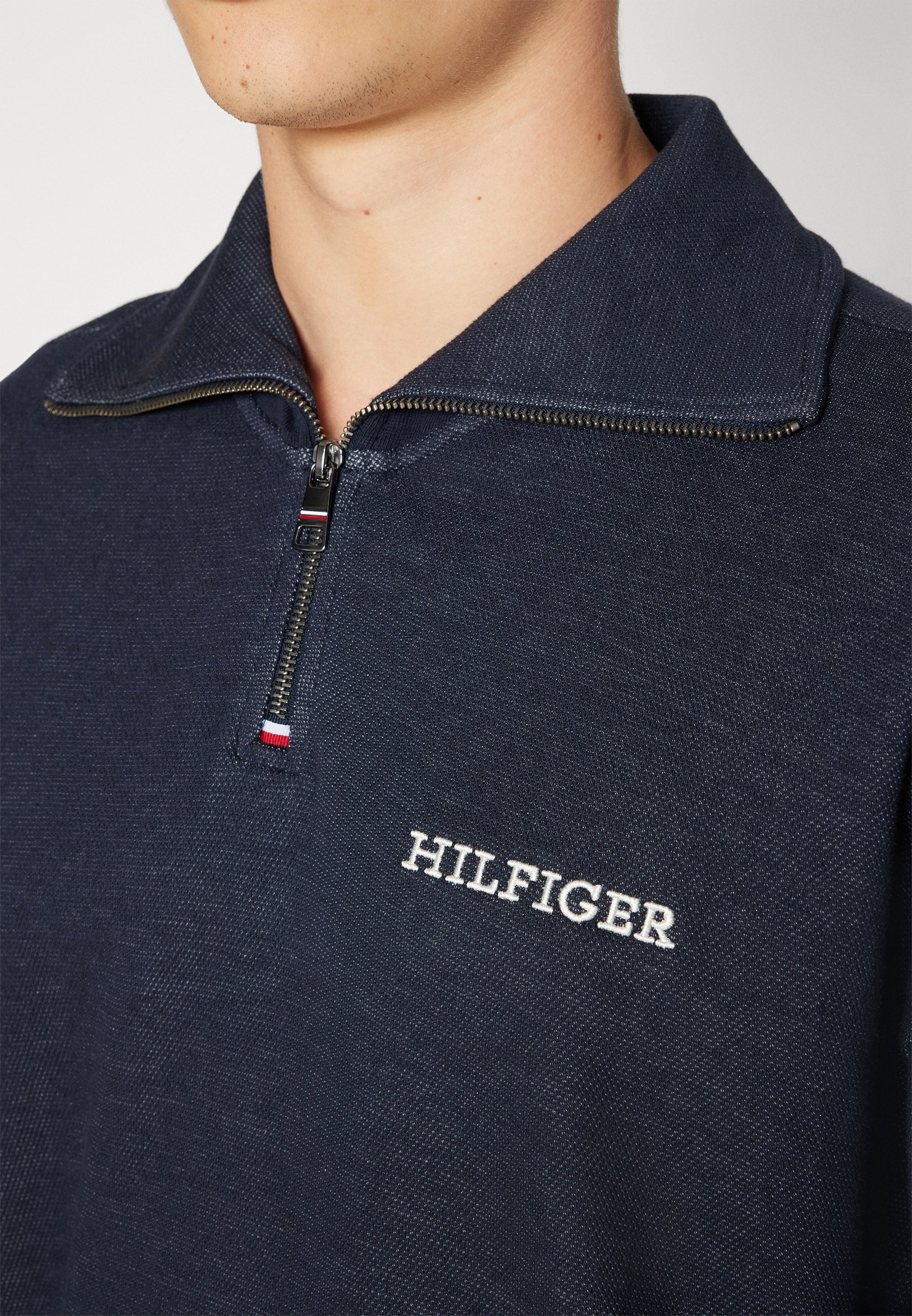 Tommy Hilfiger MONOTYPE HONEYCOMB 1 4 ZIP Sweatshirt desert sky dunkelblau Zalando