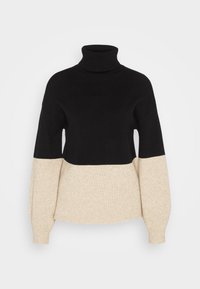 VILA VIRIL BLOCKING ROLL-NOOS - Trui - black/natural melange/zwart ...