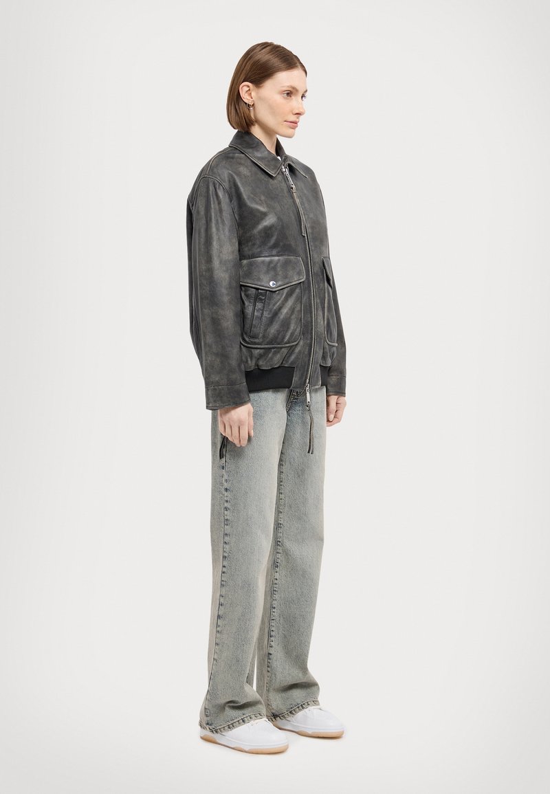 MAX&Co. MASSIMO - Ādas jaka - black/melns - Zalando.lv