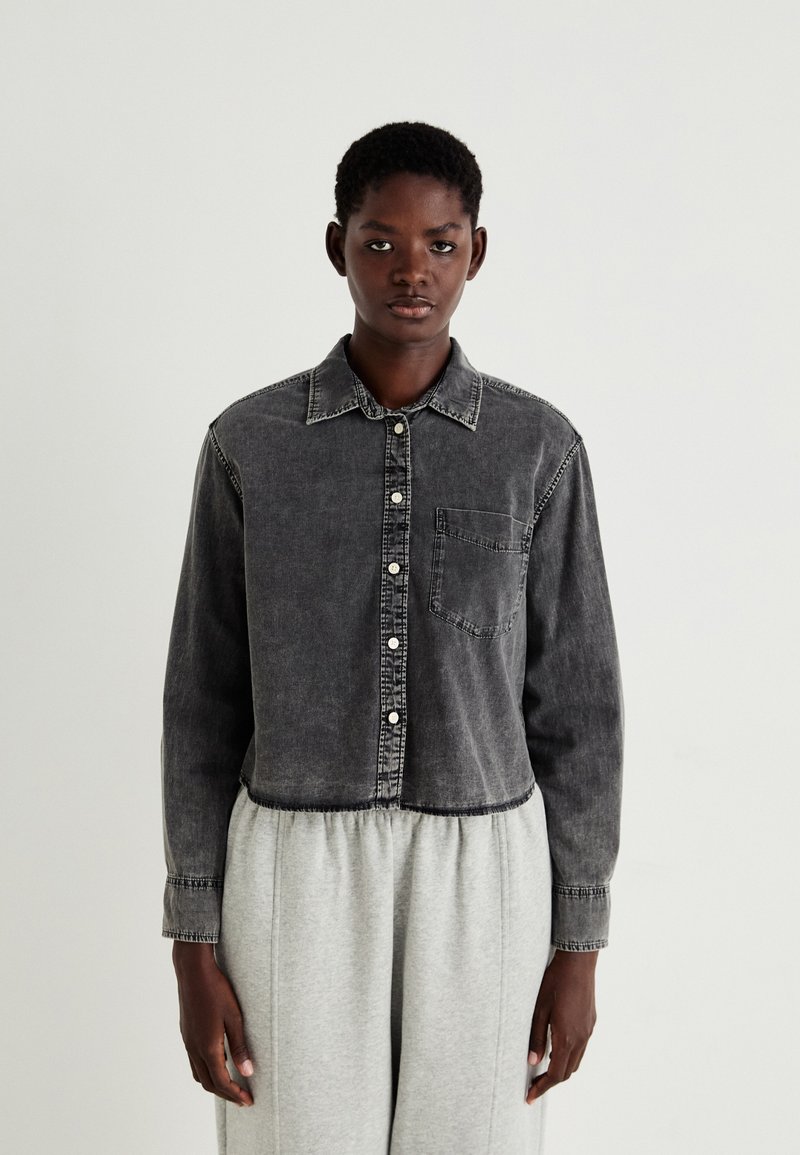 GAP CROPPED - Button-down blouse - grey wash/black - Zalando.ie