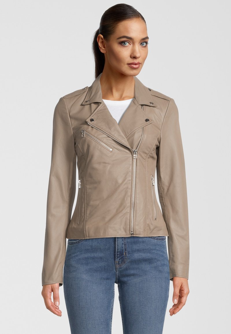 Goosecraft JULIA - Leather jacket - greige/beige - Zalando.de