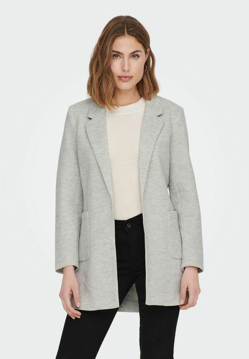 ONLY EINFARBIGER - Kort kappa / rock - light grey melange/grå - Zalando.se