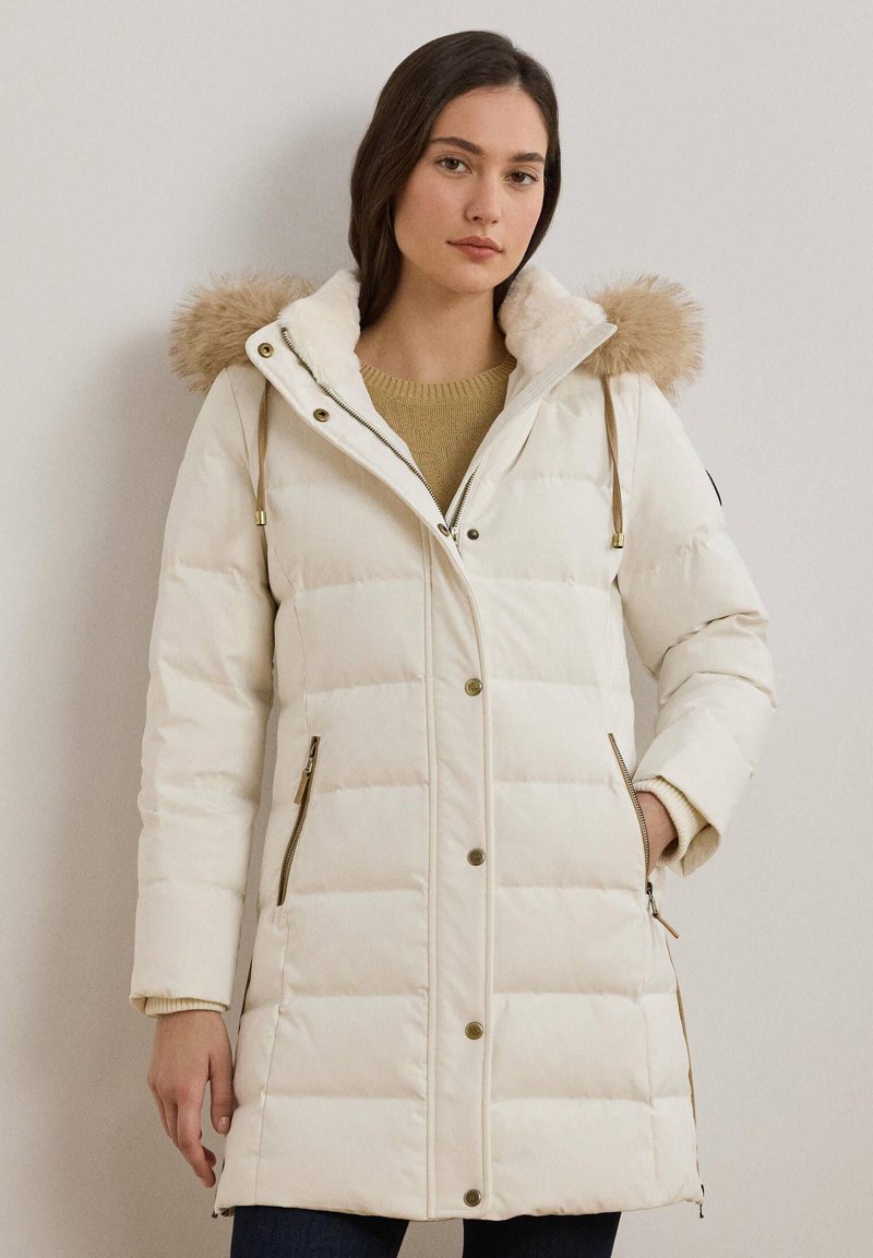 Lauren Ralph Lauren FAUX-FUR-TRIM HOODED DOWN COAT - Dunfrakker - cream ...
