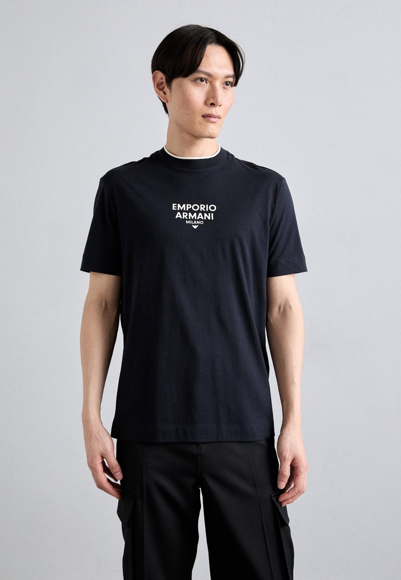 Emporio Armani Print T-shirt - navy/dark blue - Zalando.co.uk