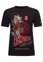 Superdry RISING SUN - T-shirt print - carbon black tiger/gemêleerd ...
