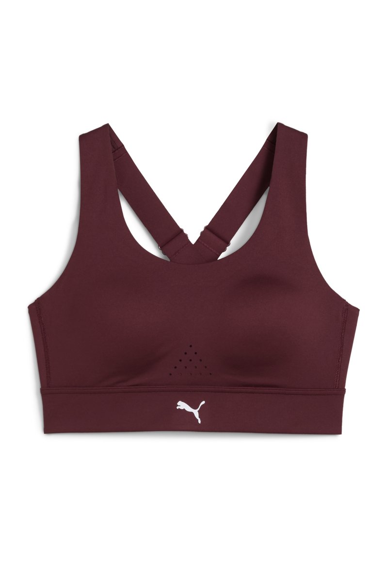 Puma PWRBREATHE RUN - Medium support sports bra - ruby shimmer/bordeaux ...