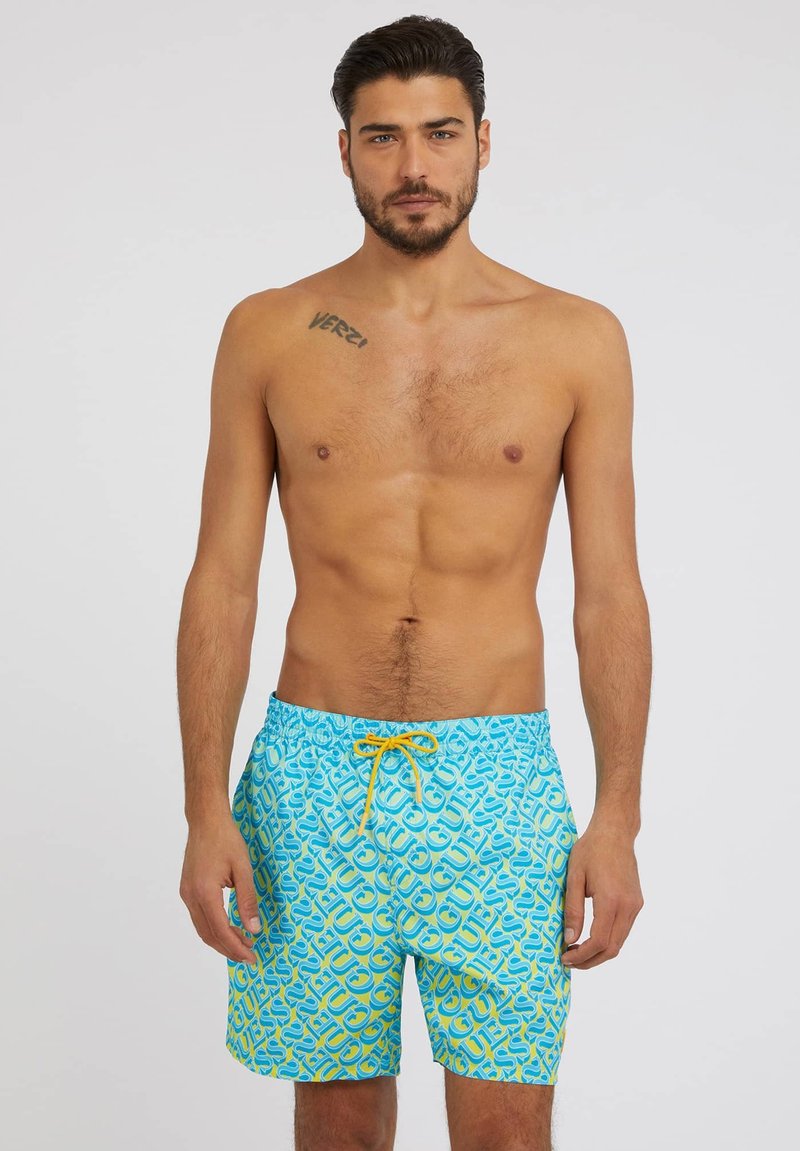 Guess Mit Allover Logoprint Bañador Hellblau Azul Claro Zalando Es