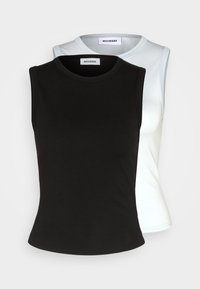 Weekday CLEAN FITTED TANK 2 PACK - Linne - black/light blueish grey ...