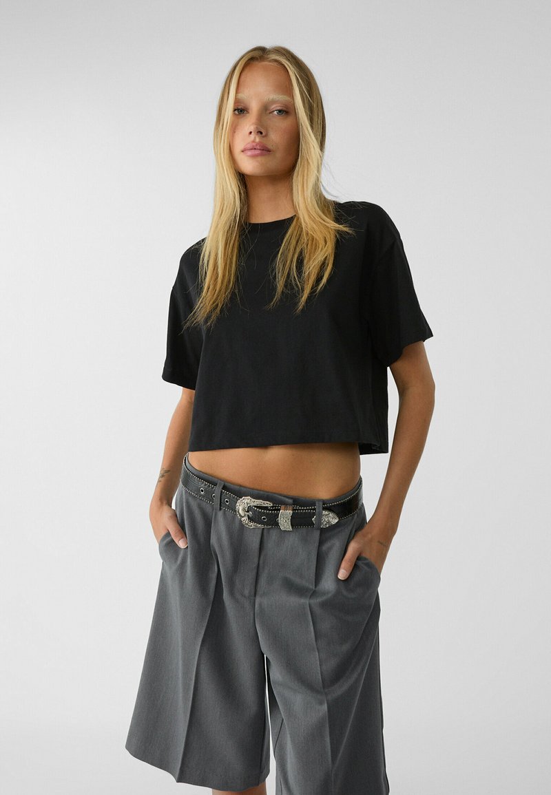 Stradivarius CROPPED - T-Shirt basic - black/schwarz - Zalando.at