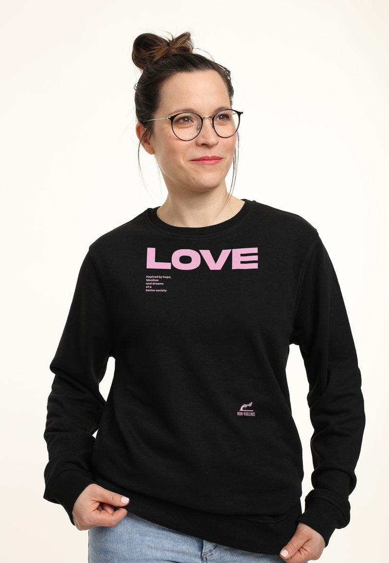 Henry Tiger NON VIOLENCE LOVE - Sweatshirt - jet black/black - Zalando