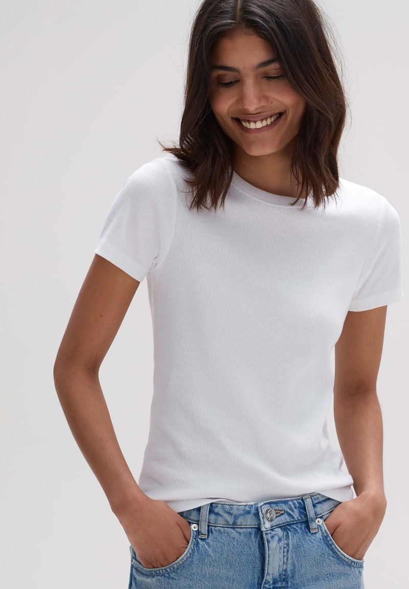 Basic T Shirt Damen Wei