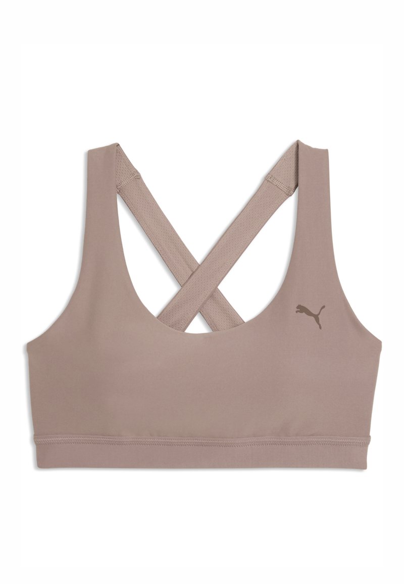 Puma CLOUDSPUN - MID - Medium support sports bra - sandstone/stone ...