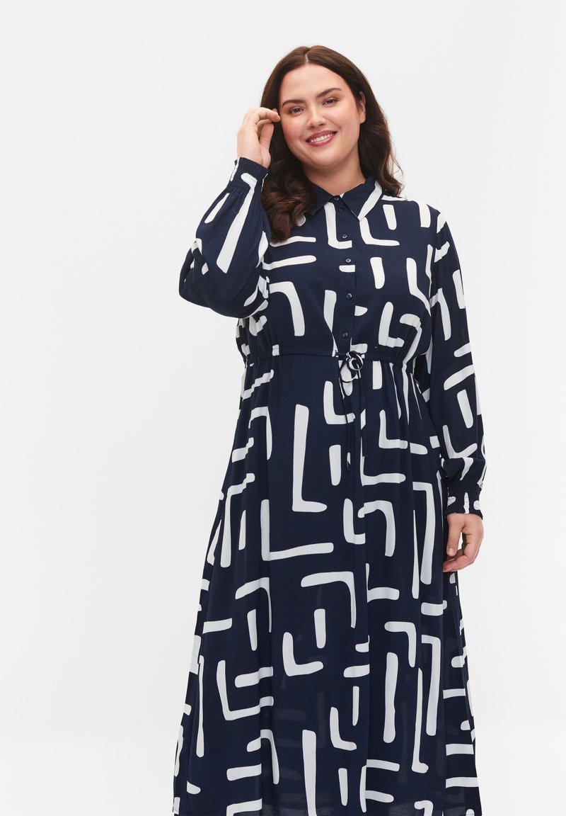 Zizzi WITH PRINT - Robe chemise - night sky geometric/bleu - ZALANDO.FR
