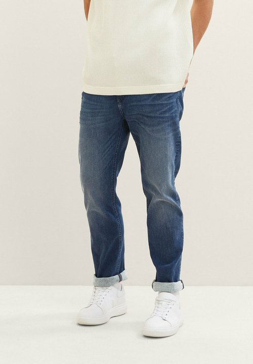 TOM TAILOR JOSH - Jeans Straight Leg - clean mid stone/blue denim/blau ...