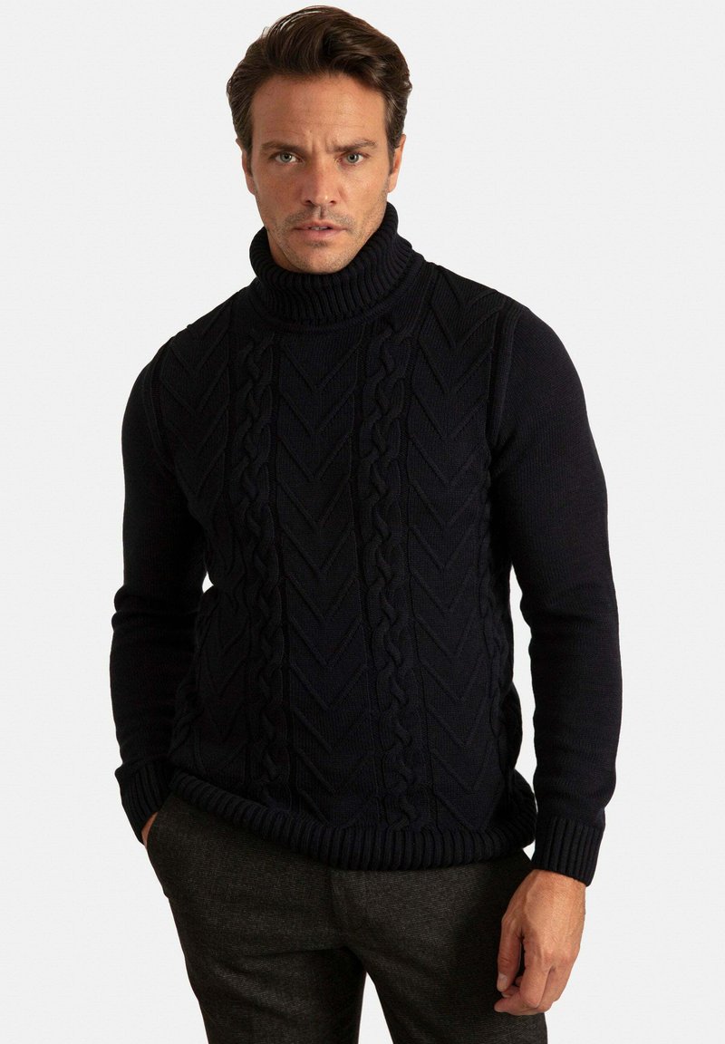Williot TURTLE NECK HAIR BRAID PATTERN - Trui - navy/donkerblauw ...