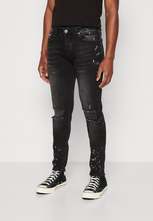 Urban Classics HEAVY DESTROYED SLIM FIT JEANS - Slim fit -farkut - blue ...