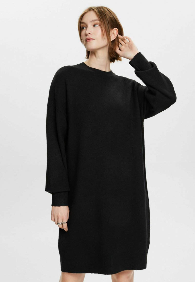 Esprit FLAT - Gebreide jurk - BLACK/zwart - Zalando.be