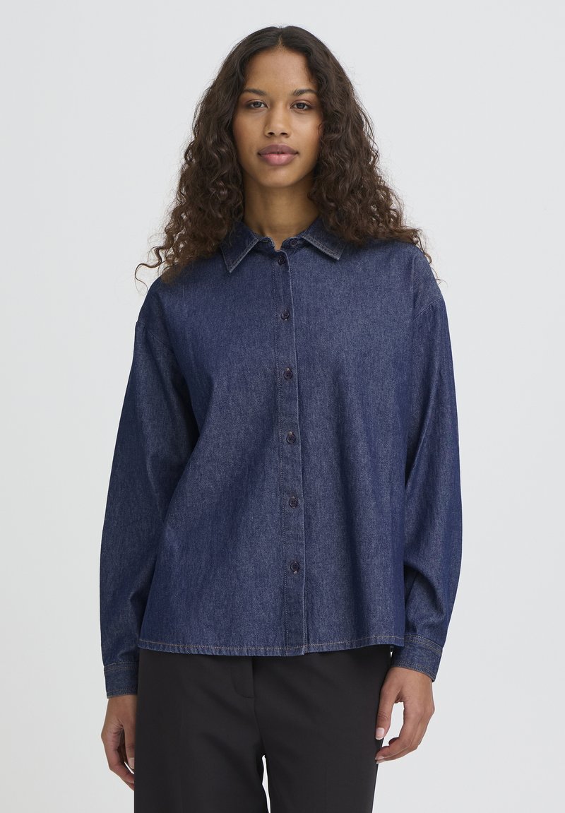 ICHI Blus - denim authentic blue/blå - Zalando.se