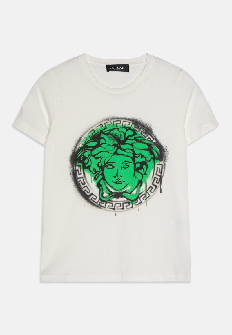 Versace Medusa Unisex T Shirt Med Print Bianco Verde Nero Vit