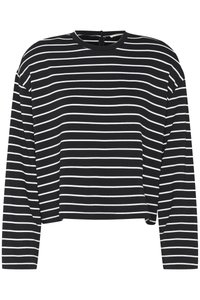 Gestuz SIBA STRIPE - Topper langermet - black/white/svart - Zalando.no