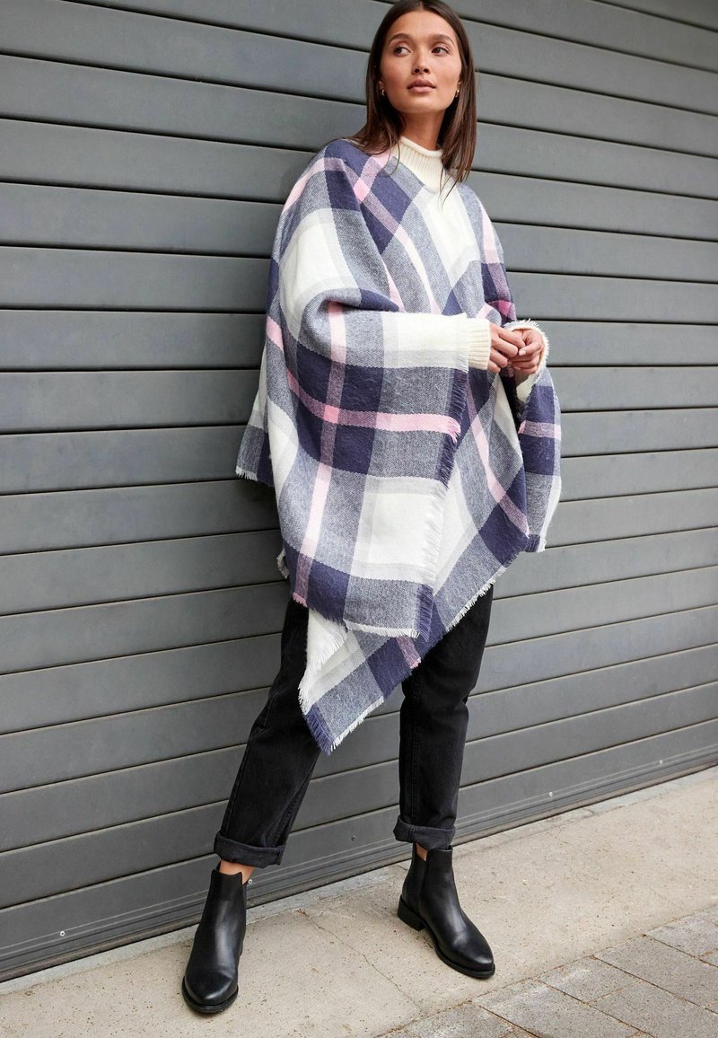 Next CHECK PONCHO - Cape - pink/rose - ZALANDO.FR