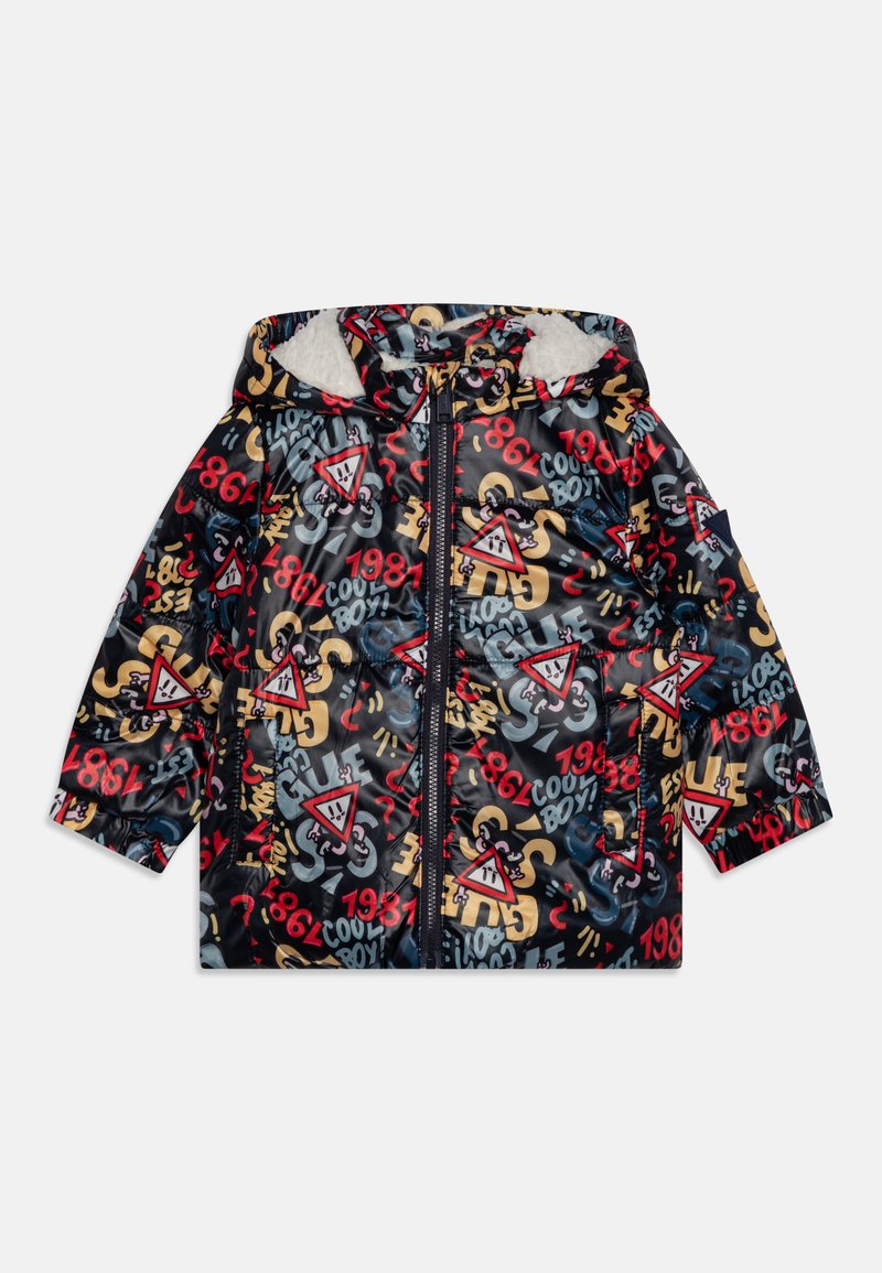 Guess BABY HOODED PADDED UNISEX - Winter jacket - poppy punch blue/blue ...
