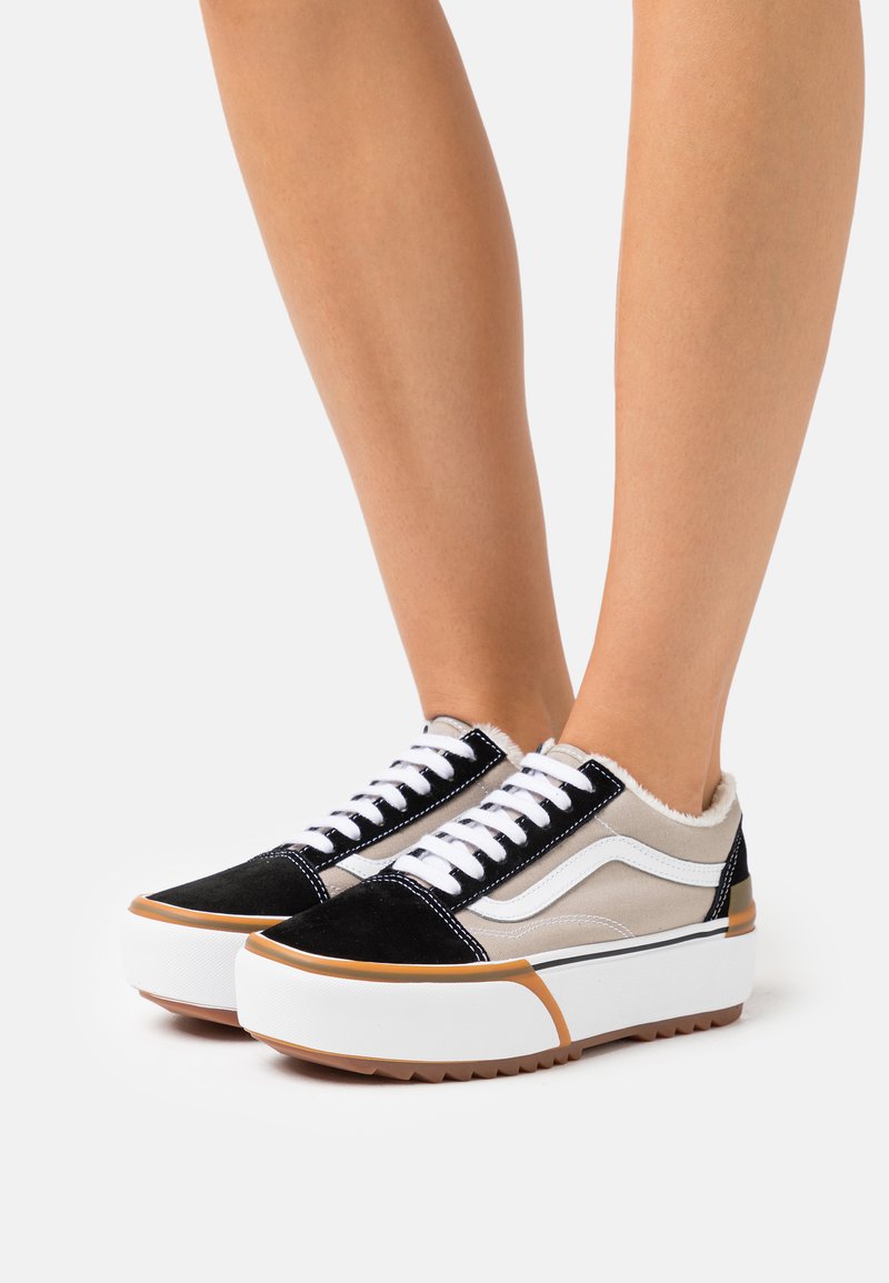 Vans OLD SKOOL STACKED - Trainers - black/cobblestone/beige - Zalando.co.uk