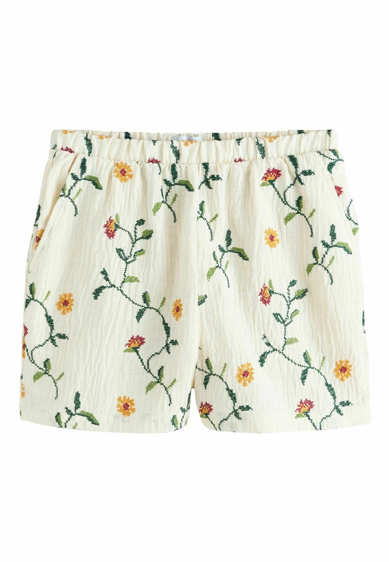 Next REGULAR FIT - CROSS STITCH FLORAL MINI - Shortsit - ecru/beige ...