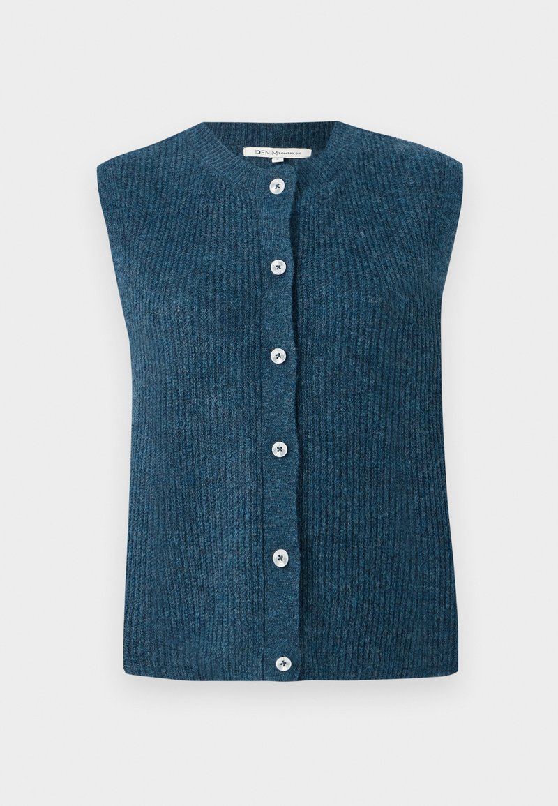 TOM TAILOR DENIM SOFT VEST - Waistcoat - dark sea petrol/mottled teal ...