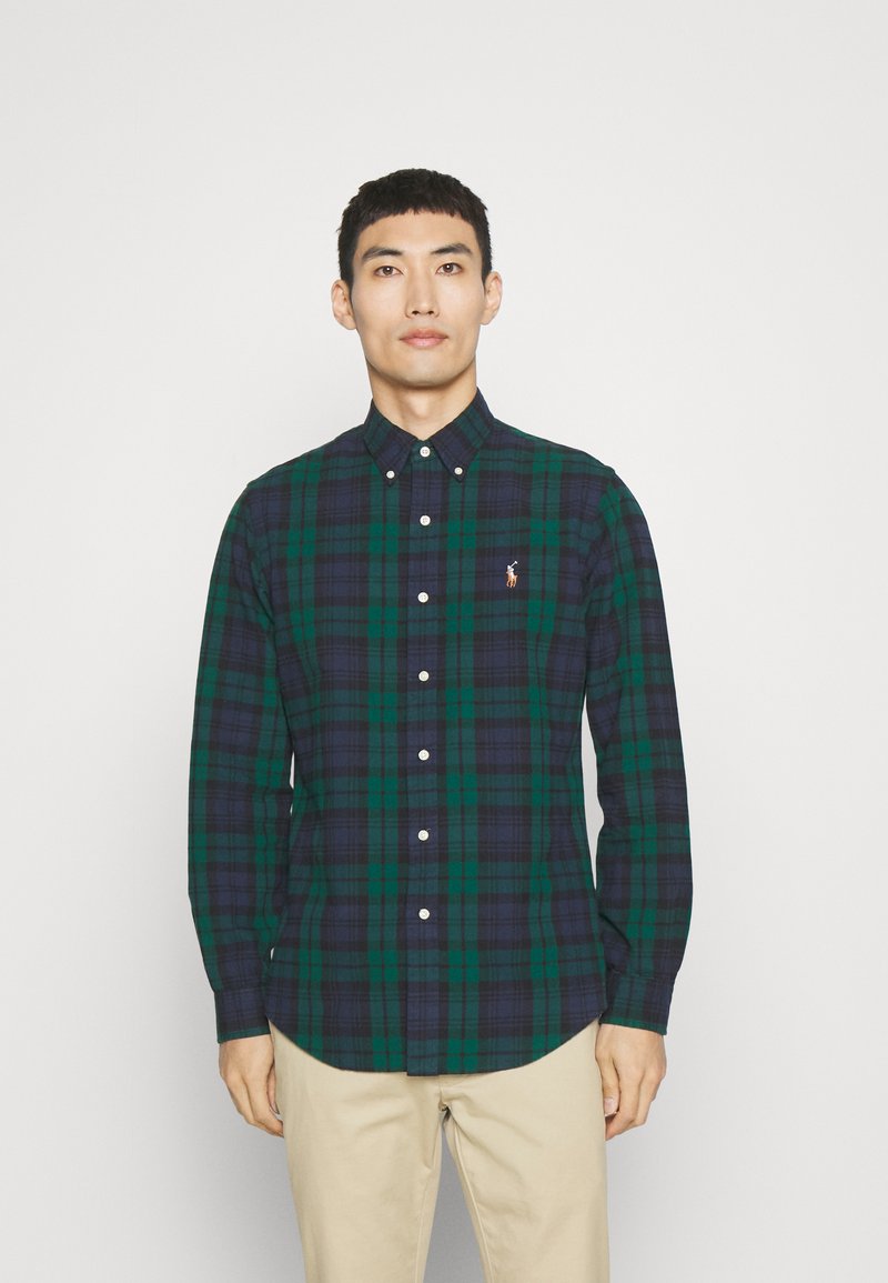 Polo Ralph Lauren LONG SLEEVE SPORT SHIRT - Overhemd - navy/green multi/donkergroen - Zalando.nl