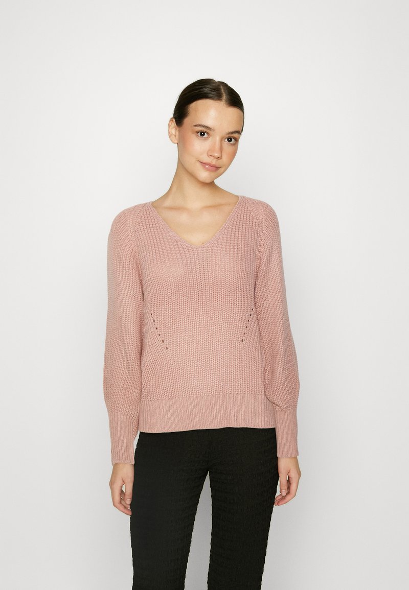 JDY JDYJUSTY L/S V-NECK NOOS - Strickpullover - woodrose/rosa - Zalando