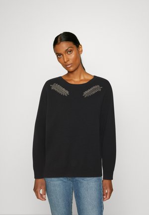 Guess LS RN DIANE TRIANGLE LOGO SWTR - Strickpullover - jet black ...