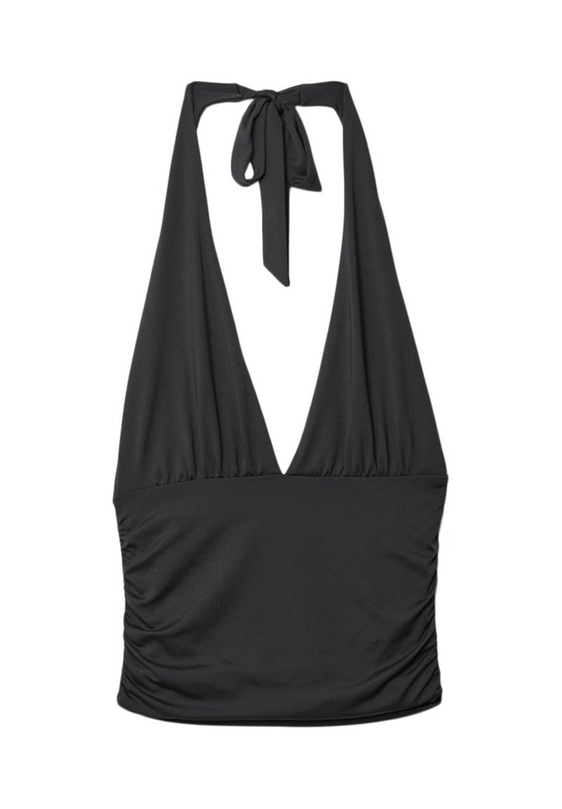 Stradivarius GATHERED HALTER - Top - black/nero - Zalando.it