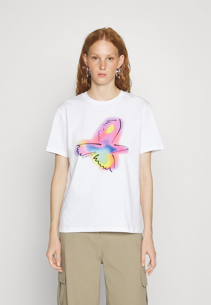 PS Paul Smith WOMENS SPRAY BIRDS - T-shirts print - whites/hvid ...