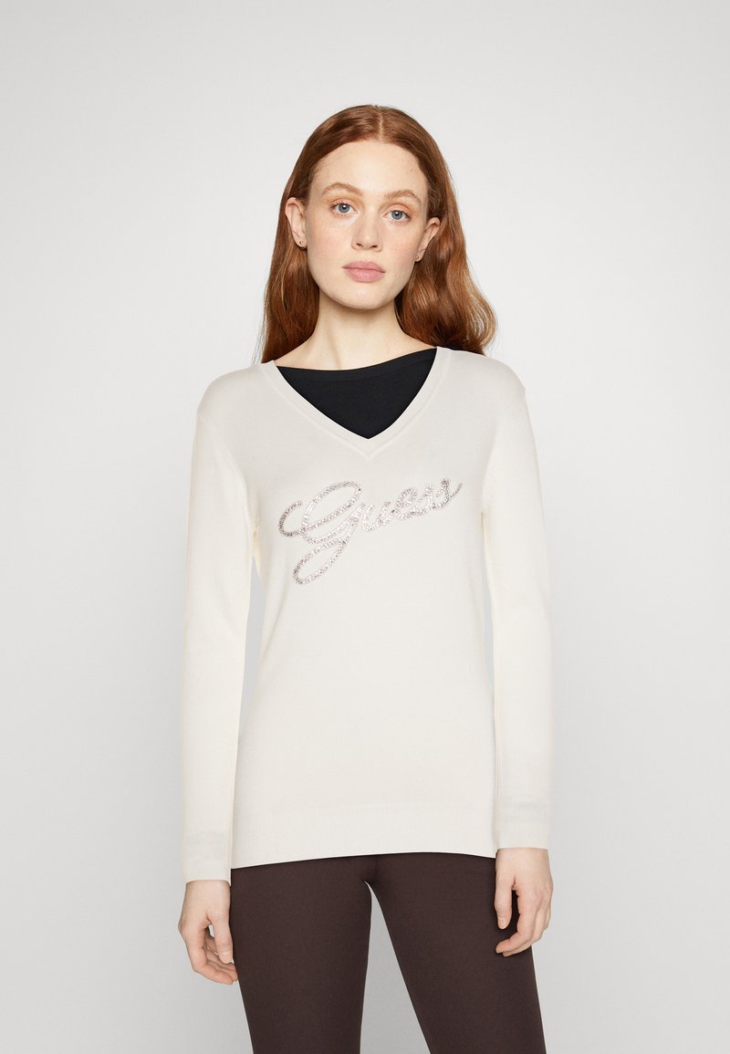 Guess LAURE LOGO - Jumper - cream white/off-white - Zalando.ie