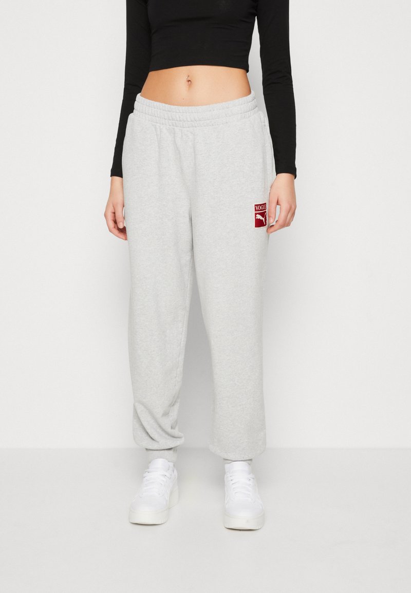 Puma RELAXED SWEATPANTS - Tracksuit bottoms - light gray heather/grey ...