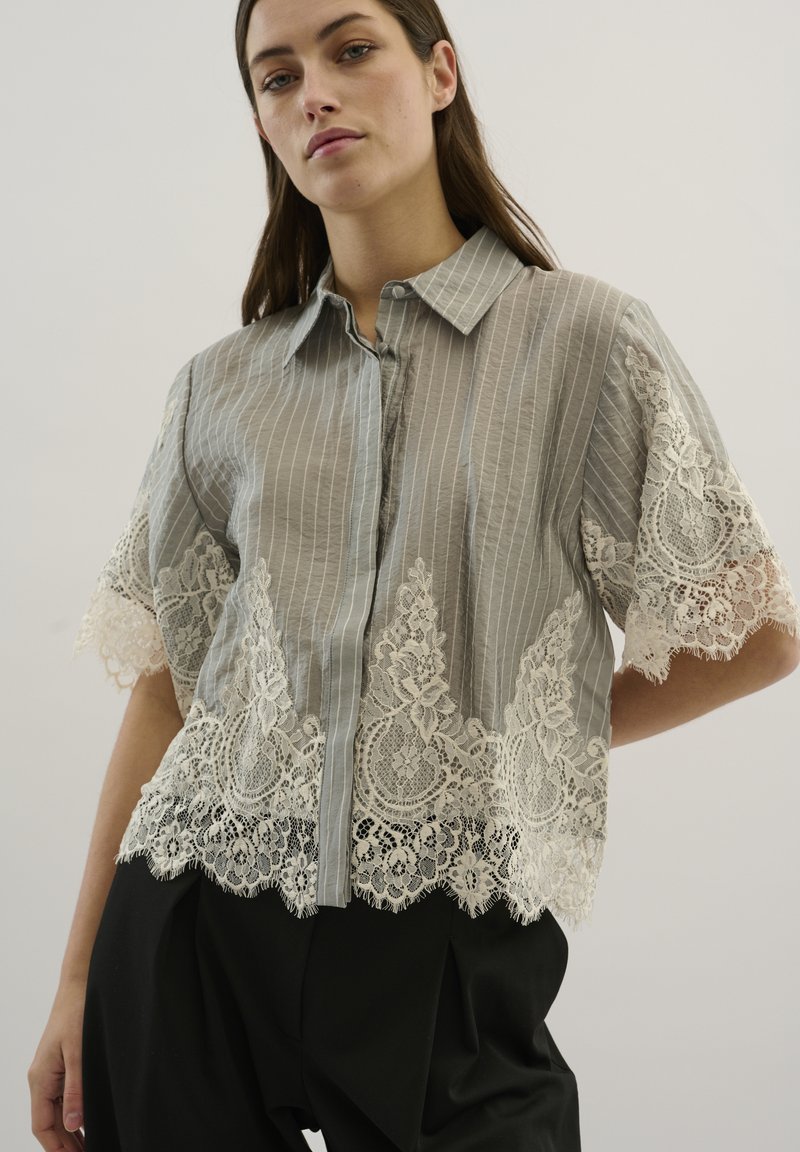 Karen by Simonsen PAM - Button-down blouse - silver cloud/silver ...