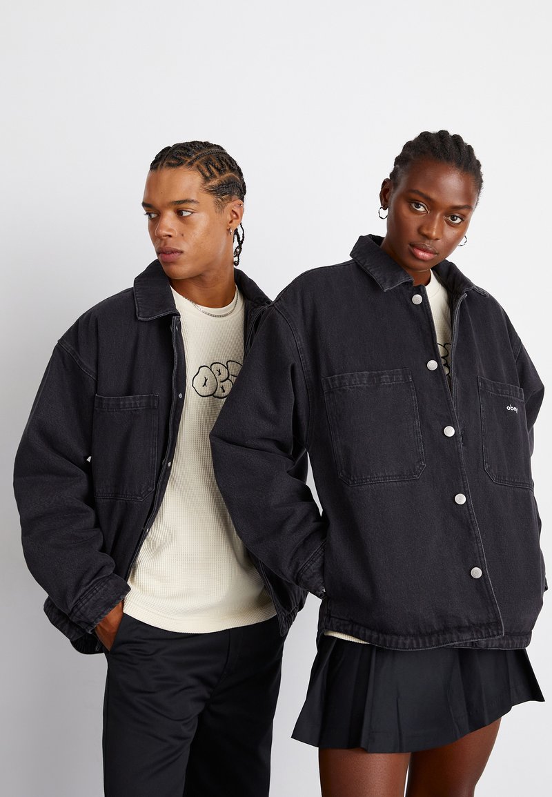 Obey Clothing PAINTERS DENIM JACKET - Light jacket - faded black/black ...