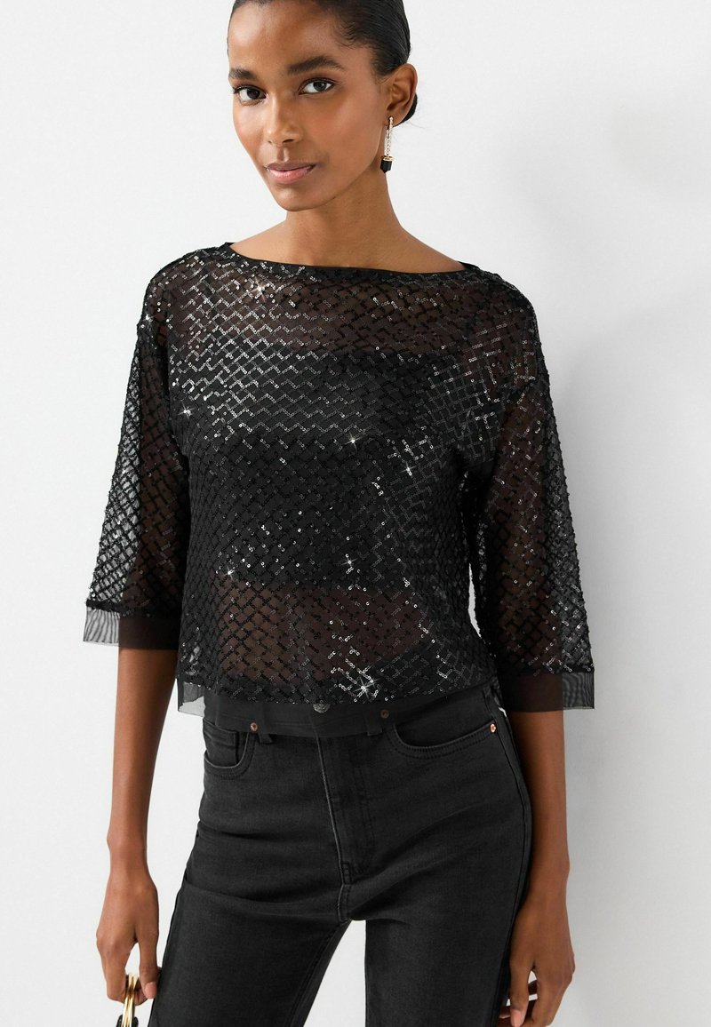 Next SHEER SEQUIN EMBELLISHED - Bluse - black/schwarz - Zalando.at