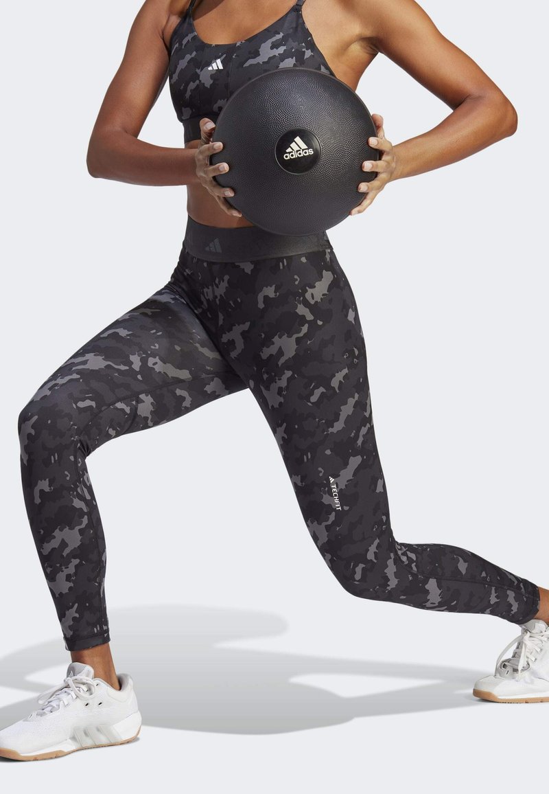 adidas Performance TECHFIT CAMO 7/8 - Leggings - grey five carbon/gris ...
