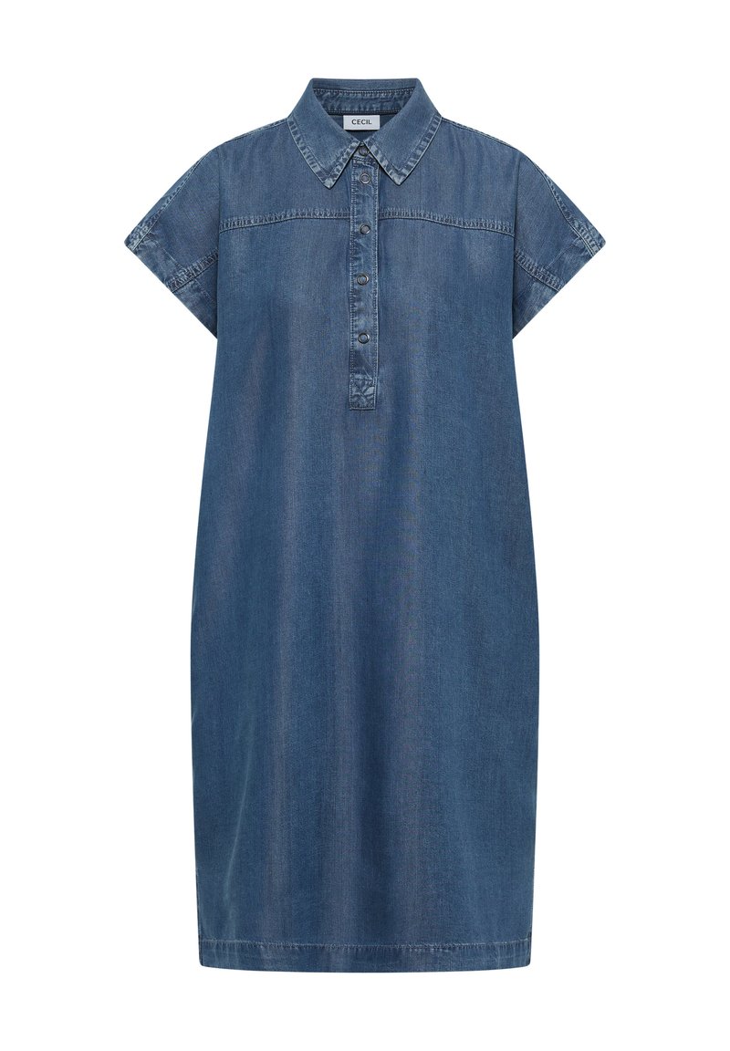 Cecil KNEE-LENGTH DRESS IN A DENIM LOOK - Denim dress - mid blue wash ...