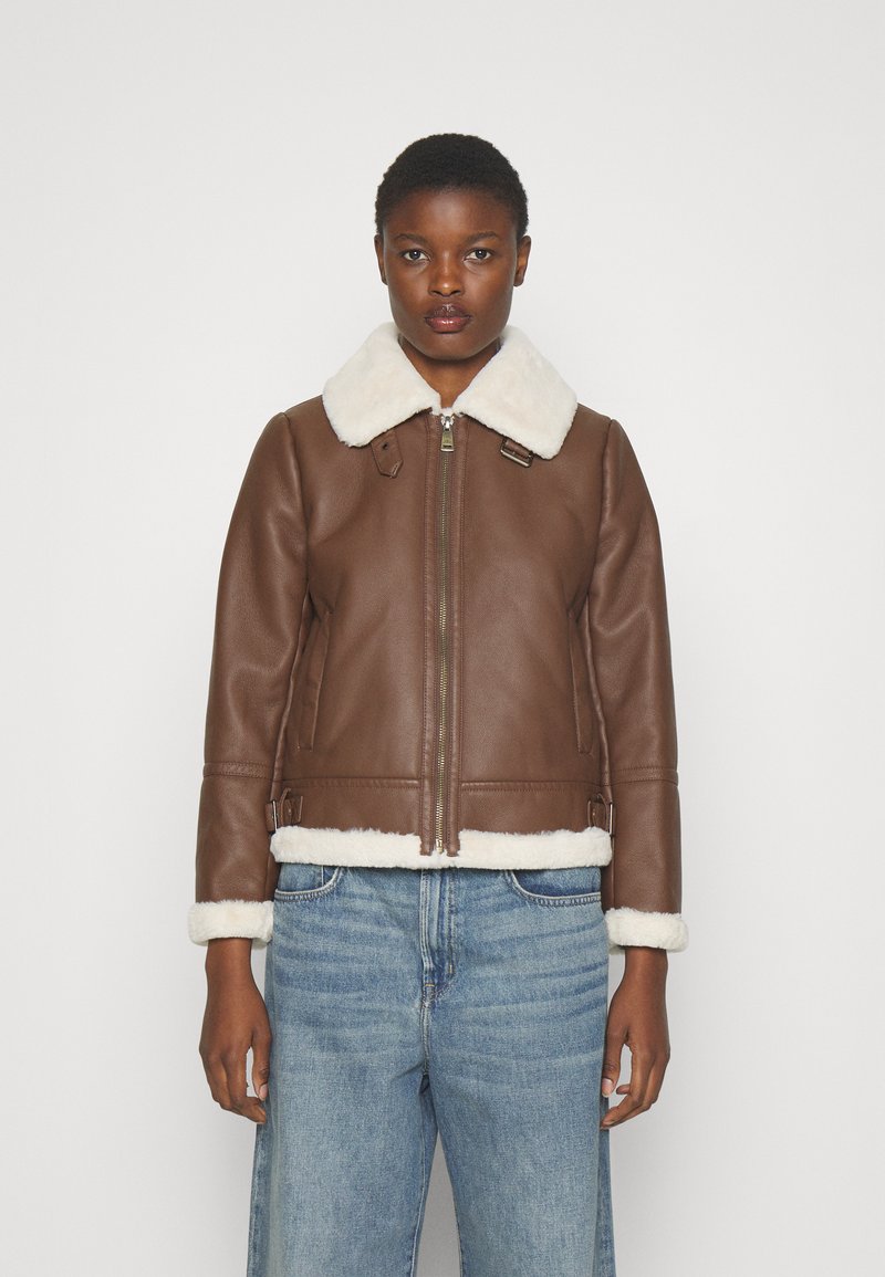 Lauren Ralph Lauren UNLINED COAT - Faux leather jacket - cuoio/brown ...