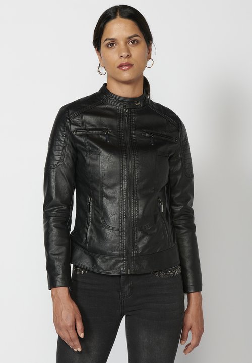 7eleven SEJINA - Leren jas - schwarz/zwart - Zalando.be