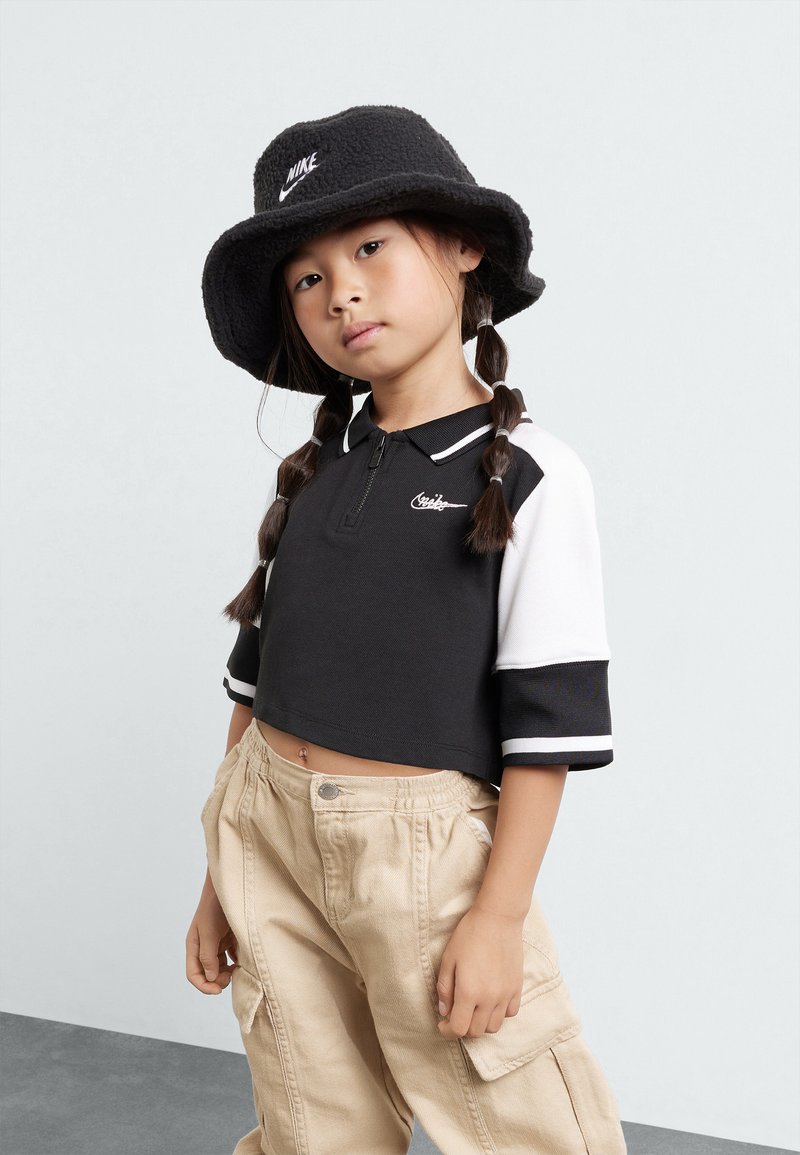 Nike Sportswear CROP CAPS - Polo shirt - black/white/black - Zalando.co.uk