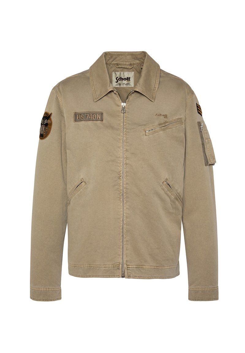 Schott ARMY BADGÉ - Summer jacket - taupe/brown - Zalando